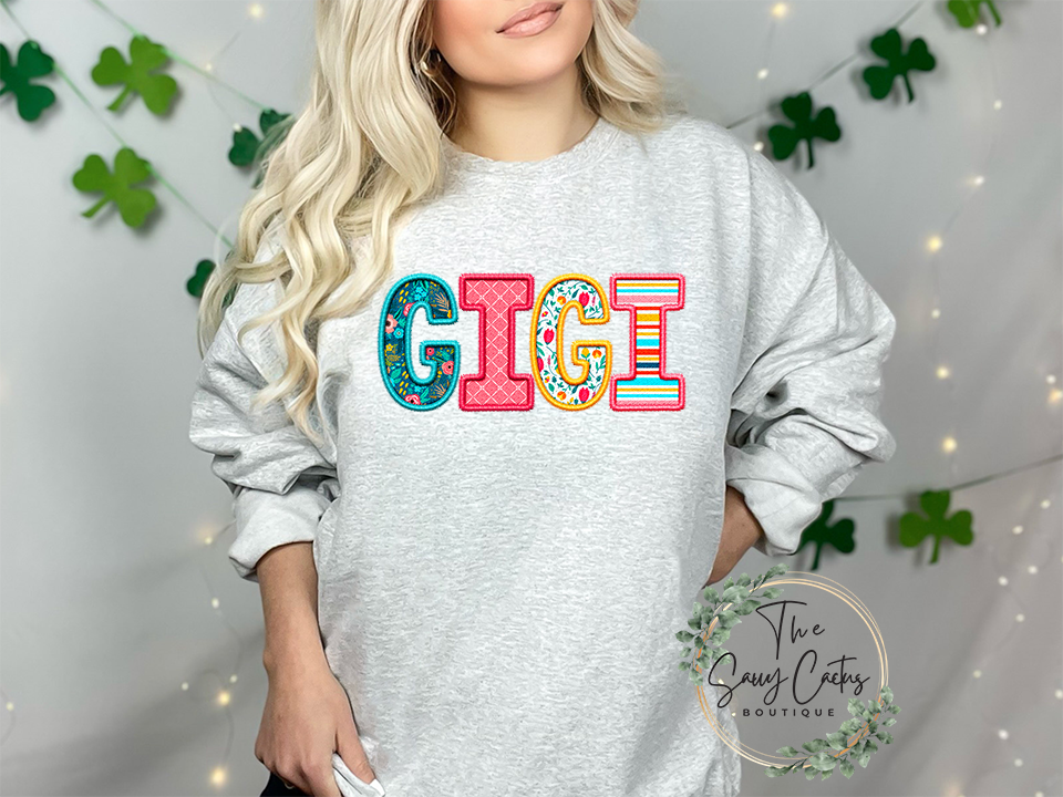 SWEATSHIRT CUSTOM FAUX EMBROIDERY FLORAL STRIPE – The Savvy Cactus Co