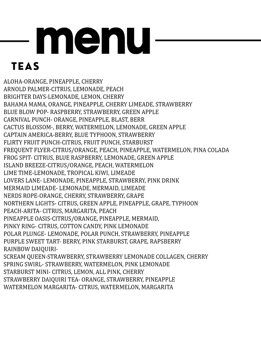 EVERYDAY LOADED UP TEAS MENU – The Savvy Cactus Co